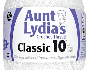Coats Aunt Lydia's Crochet Cotton Thread Size 20 Fine, Natural (181-226 ...