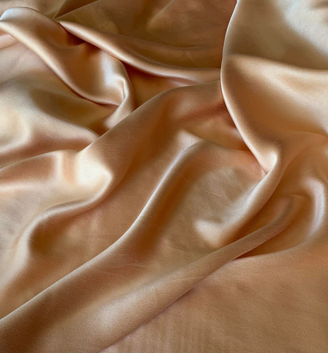 Golden Peach Sunrise - Sandwashed Silk Charmeuse Fabric - Etsy