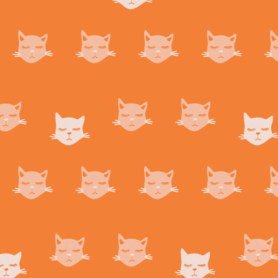 Oh, Meow! - Cat Nap Orange - Art Gallery Premium Cotton Fabric - Etsy