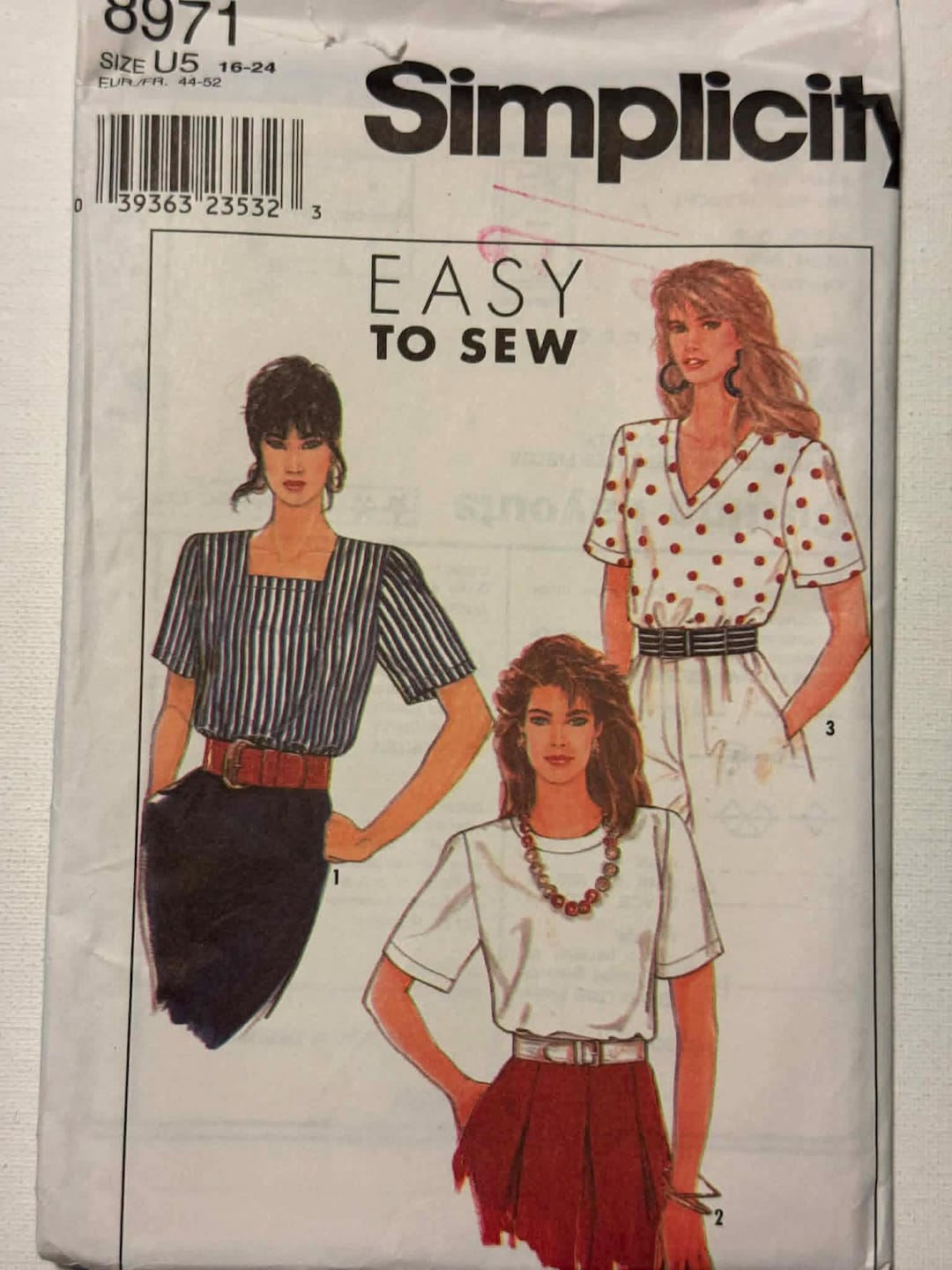 1999 Simplicity Plus Size Top. Pattern # 8971 Size: 16-24 - Etsy