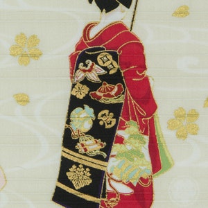 Maiko II Geisha on White - Cosmo Japan Cotton Satin Fabric - Etsy