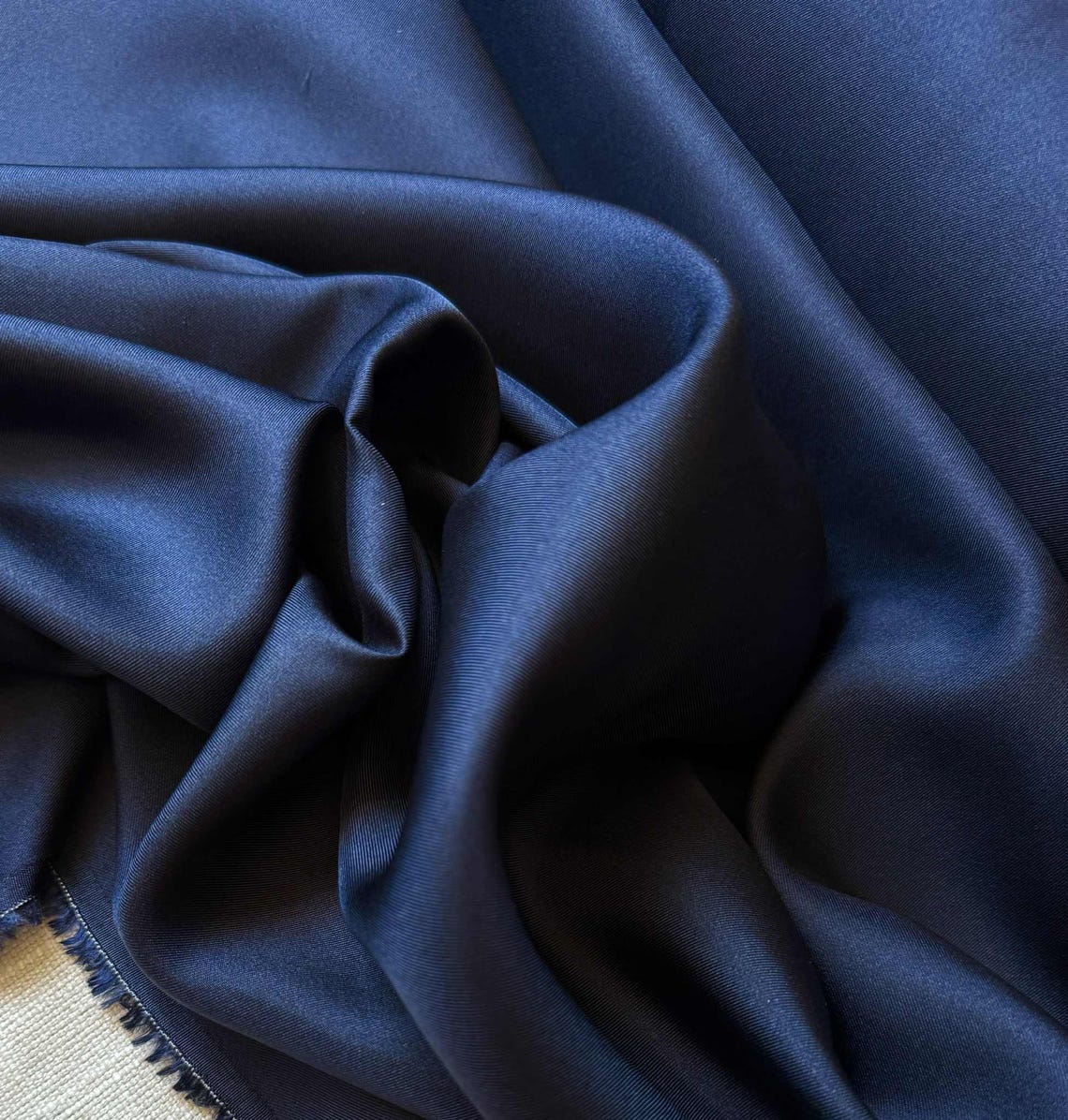 Dark Navy Blue 100% Silk Twill Fabric 15mm Weight - Etsy