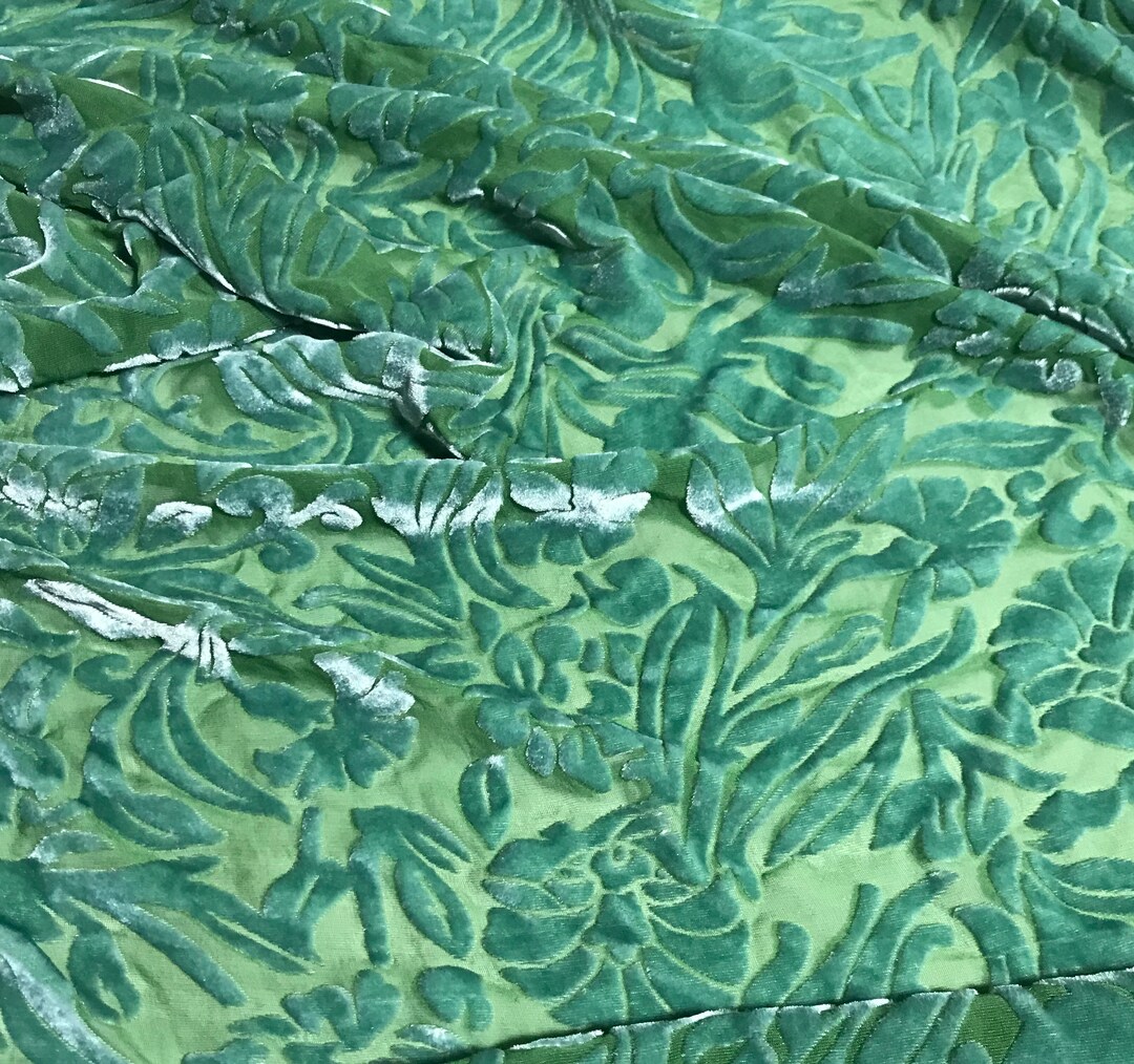SAGE GREEN Floral Burnout Hand Dyed Silk Velvet Fabric - Etsy