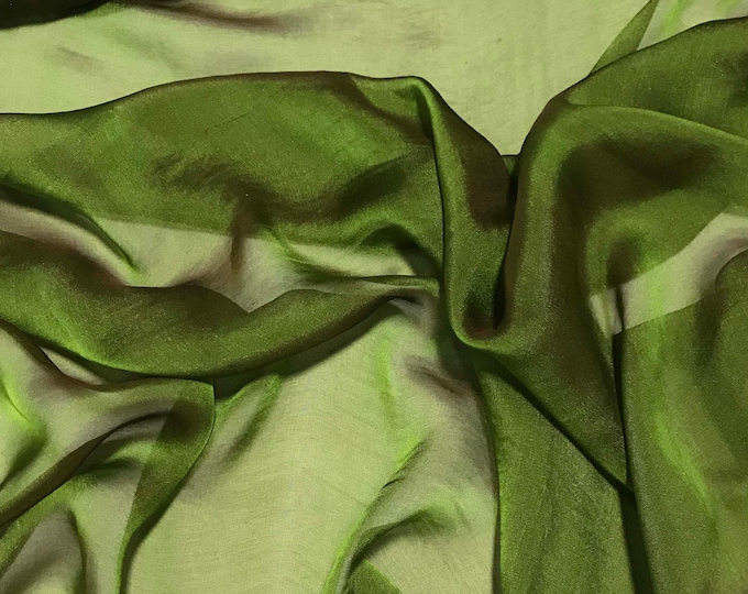 Leaf Green - Iridescent Silk Chiffon Fabric - Etsy