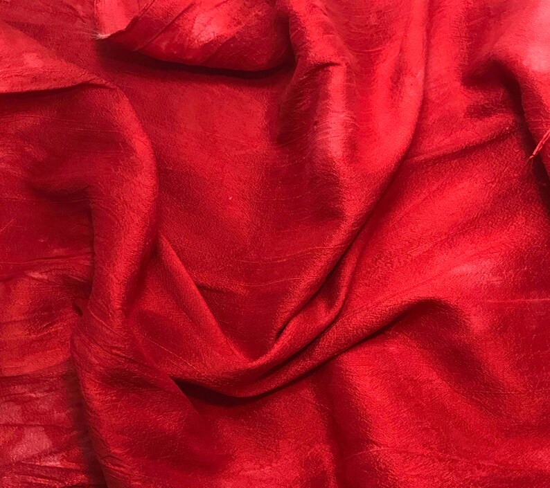 Hand Dyed SCARLET RED Silk DUPIONI Fabric - Etsy