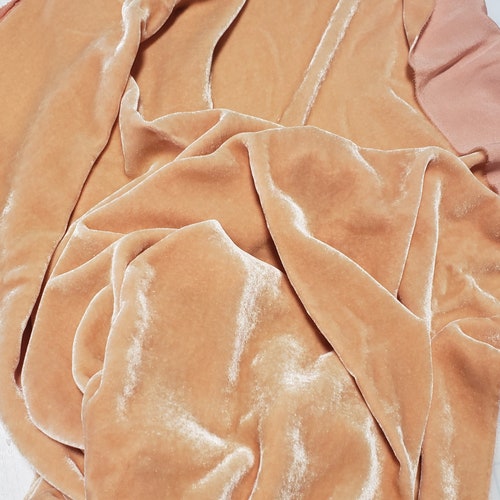 PEACH Hand Dyed Silk Velvet Fabric | Etsy