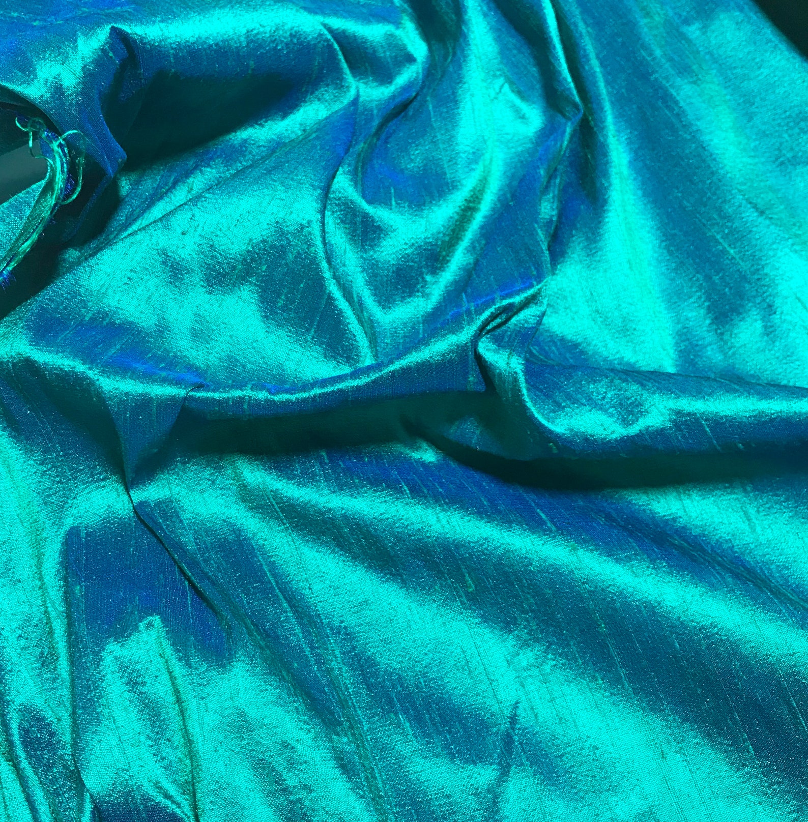 Peacock Blue Green Silk Dupioni Fabric - Etsy