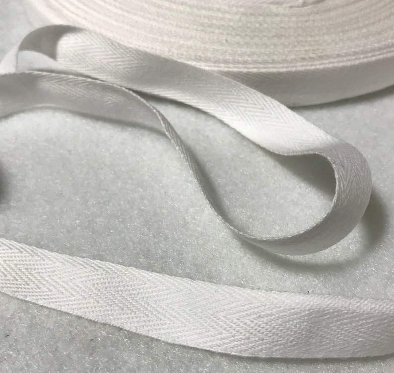 White Cotton Twill Tape 9/16" / 14mm Width - Made in France - 3 Yards ...