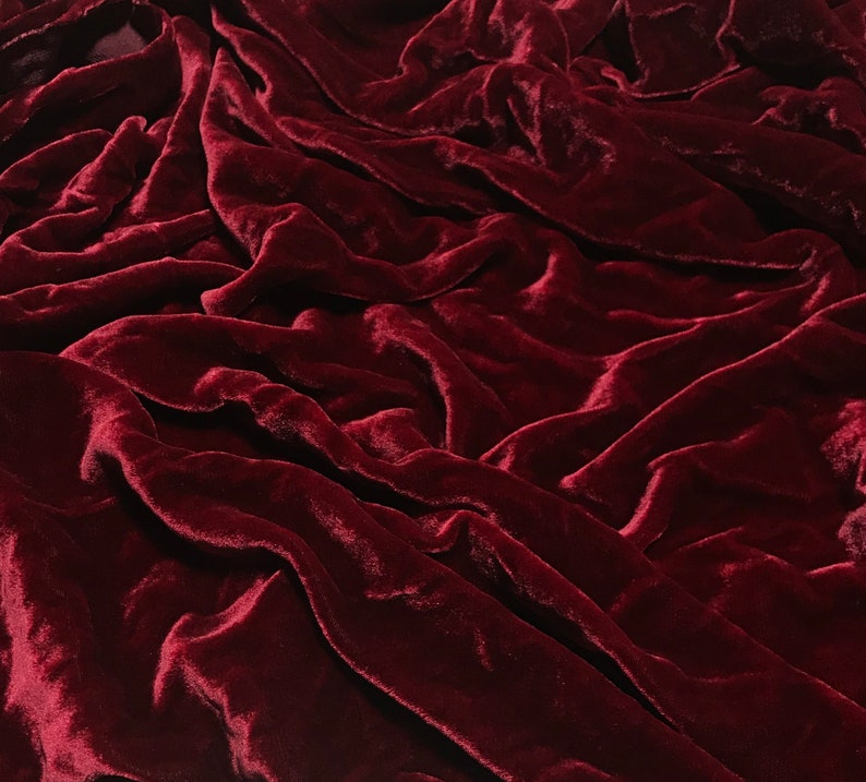 RUBY RED Hand Dyed Silk Velvet Fabric | Etsy