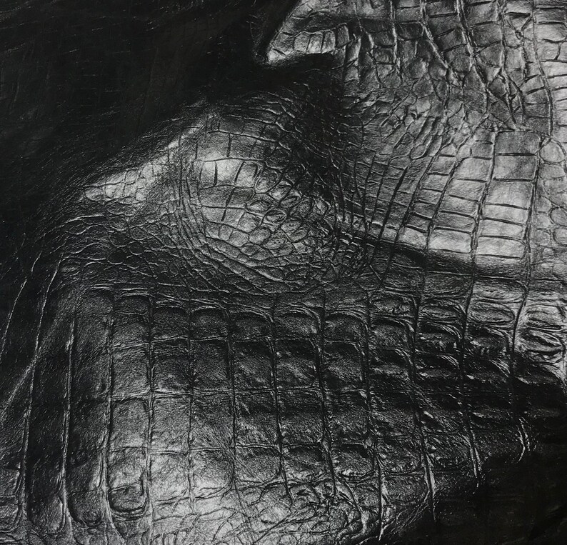 BLACK EMBOSSED GATOR Cow Hide Leather 8x8 Piece - Etsy