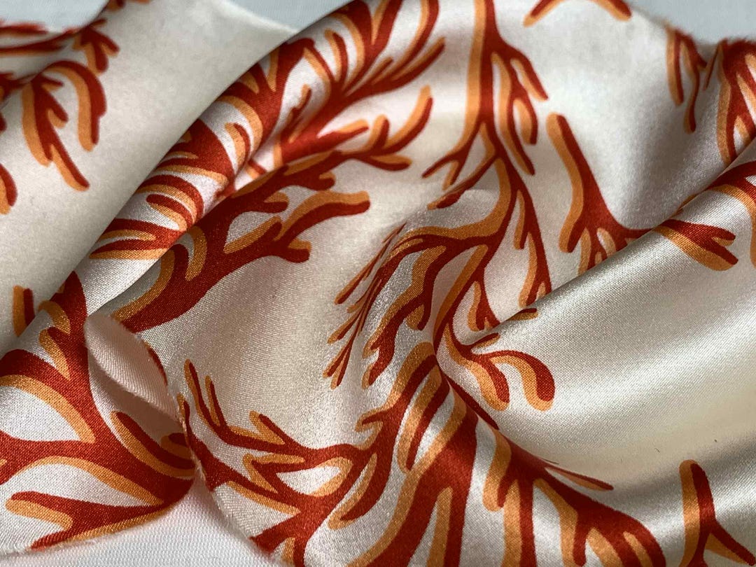 20"x23" Coral Reef on White- Silk Charmeuse - Remnant Sale - Etsy