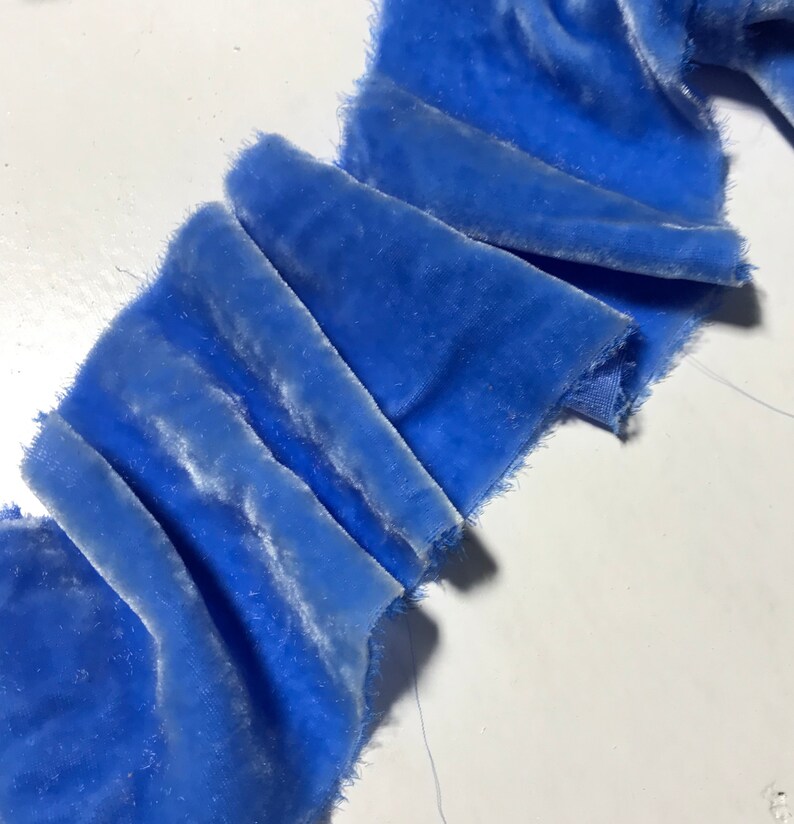 Hand Dyed Cornflower Blue Silk Velvet Ribbon 4 Widths to - Etsy
