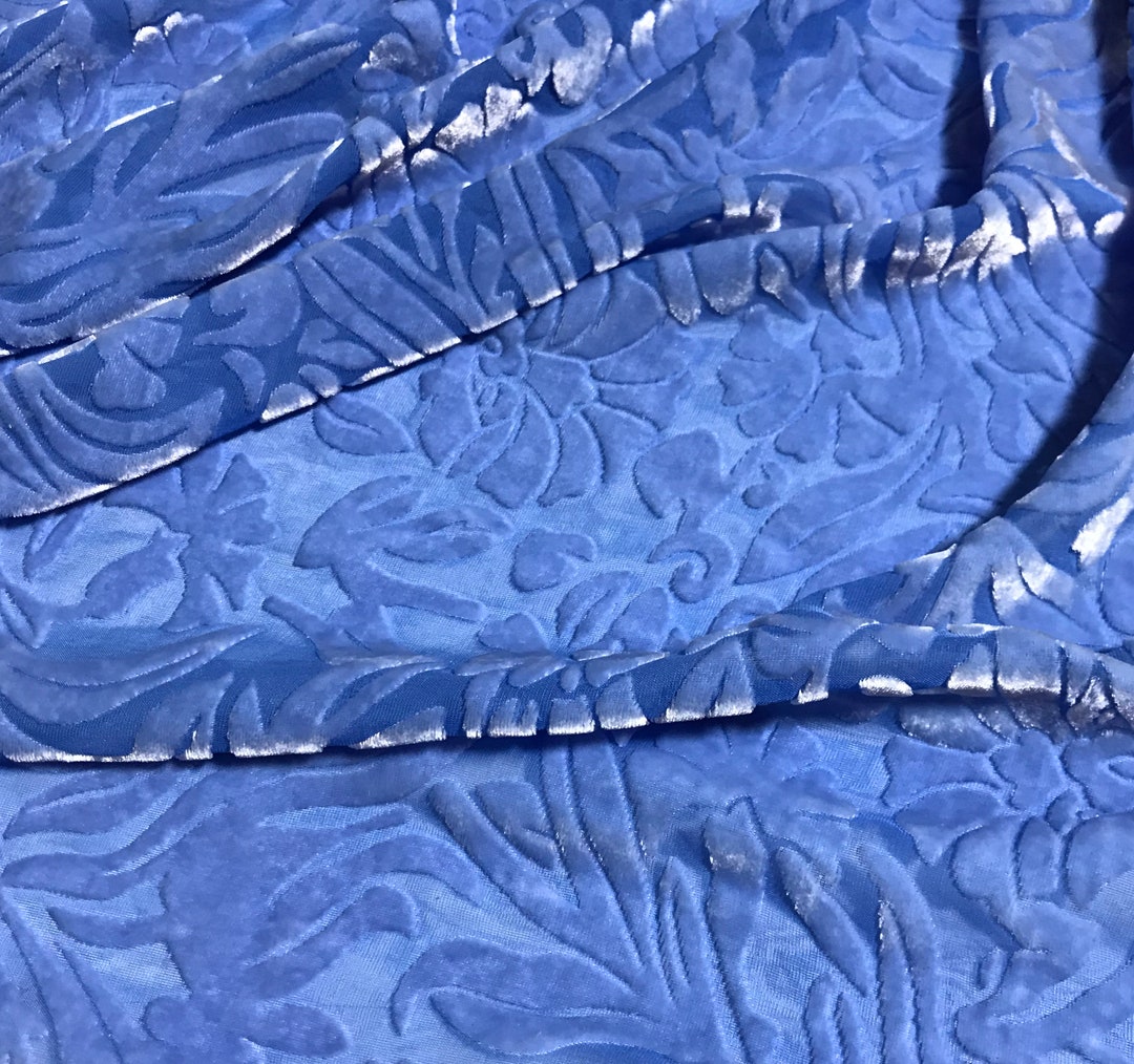 PERIWINKLE BLUE Floral Burnout Hand Dyed Silk Velvet Fabric - Etsy