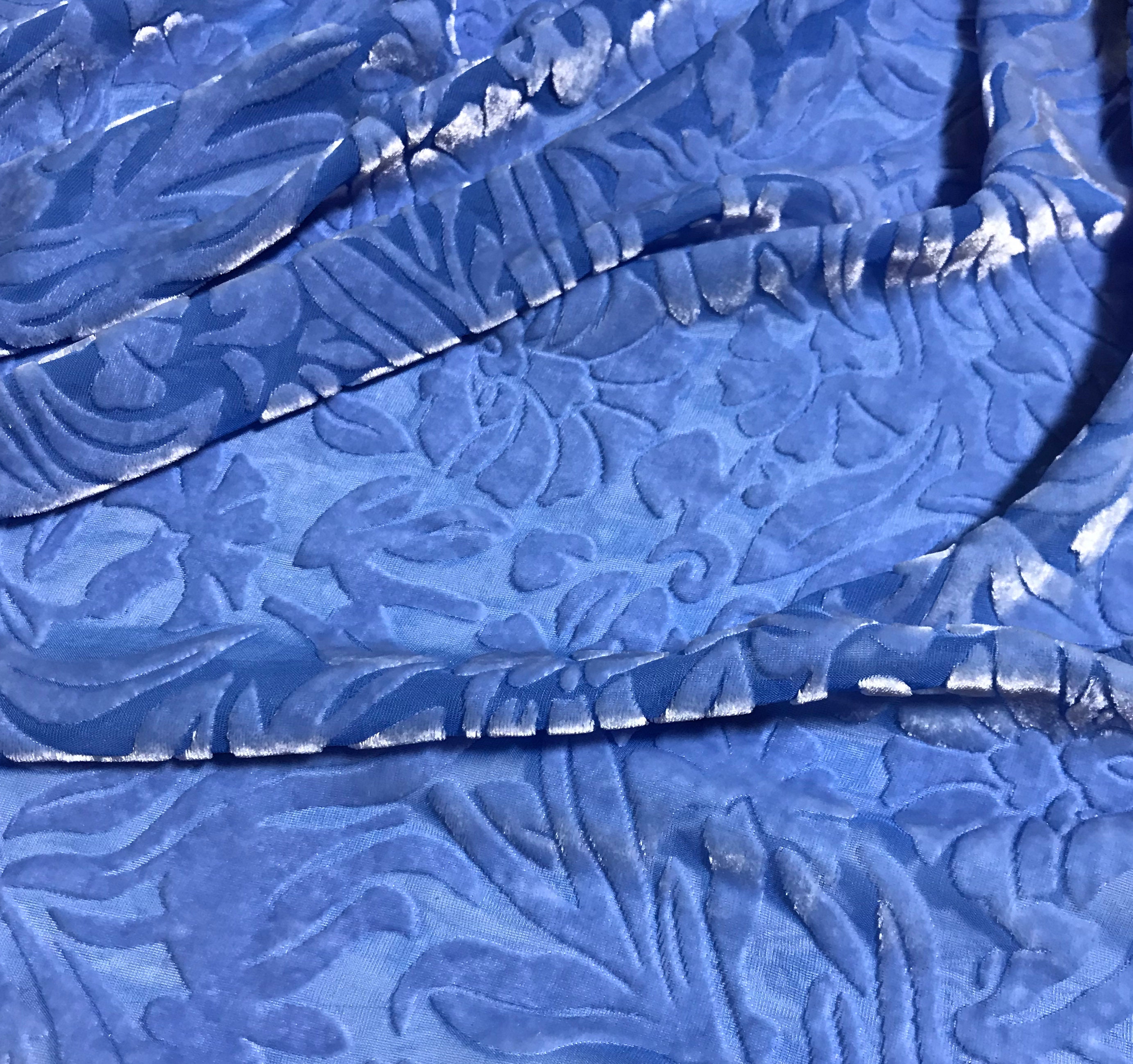 PERIWINKLE BLUE Floral Burnout Hand Dyed Silk Velvet Fabric - Etsy