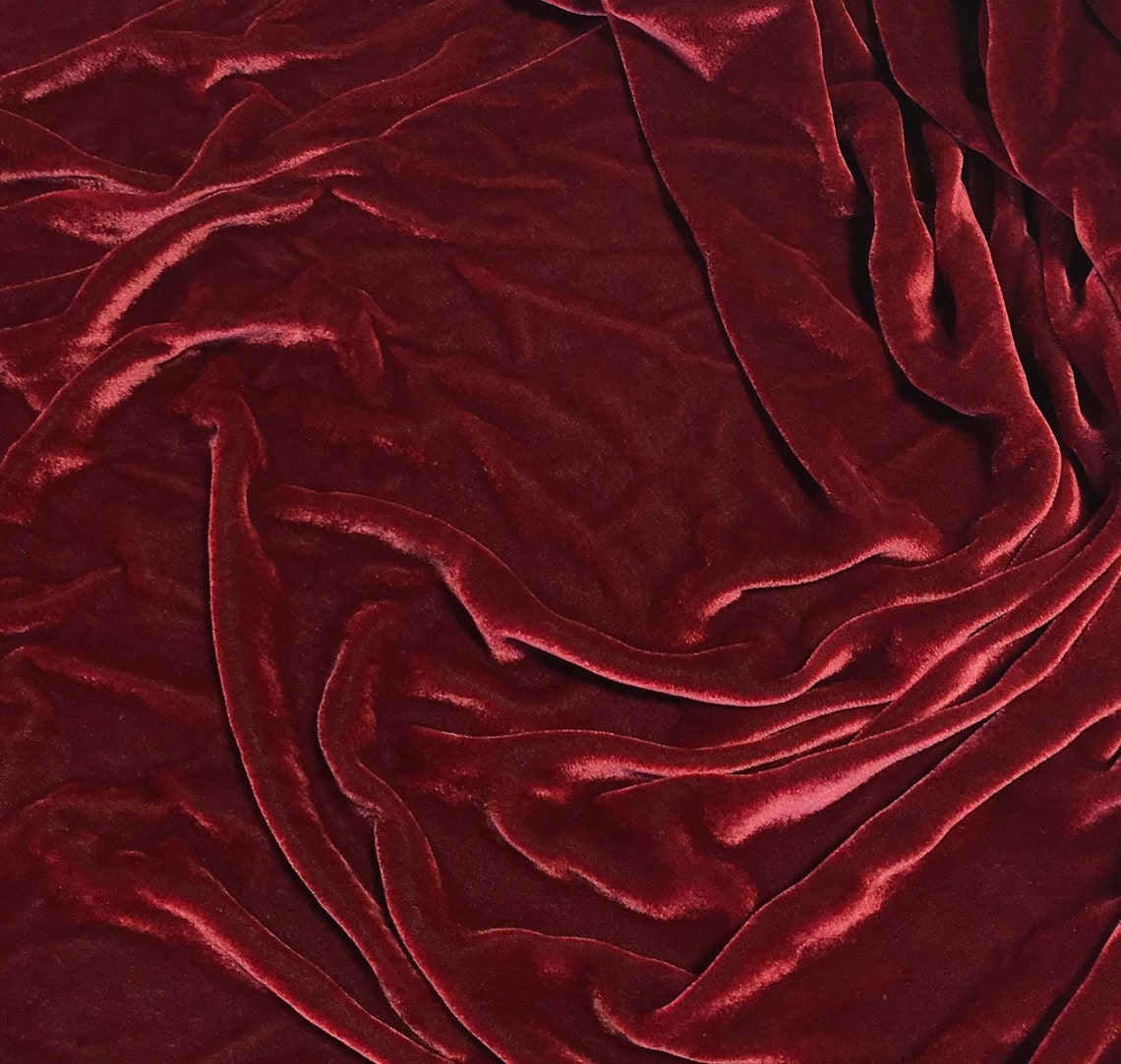 BRICK RED Hand Dyed Silk Velvet Fabric | Etsy