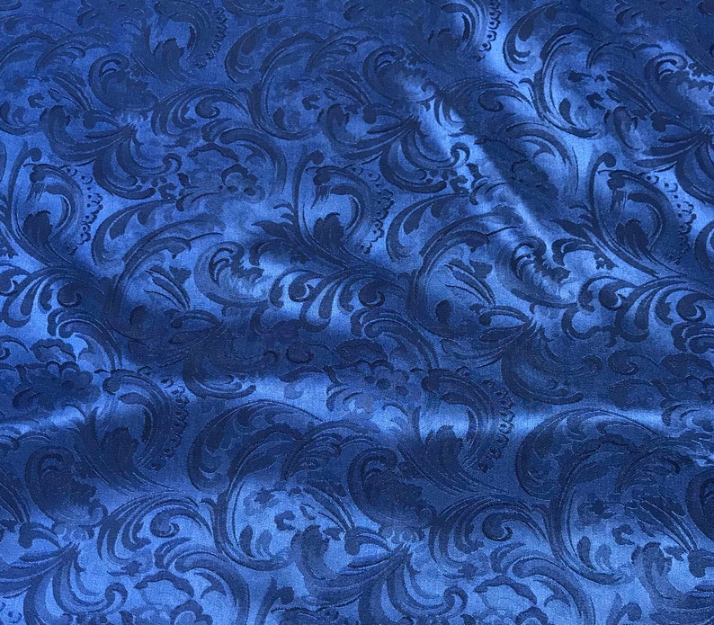 Royal Blue Scroll Silk Jacquard Fabric - Etsy