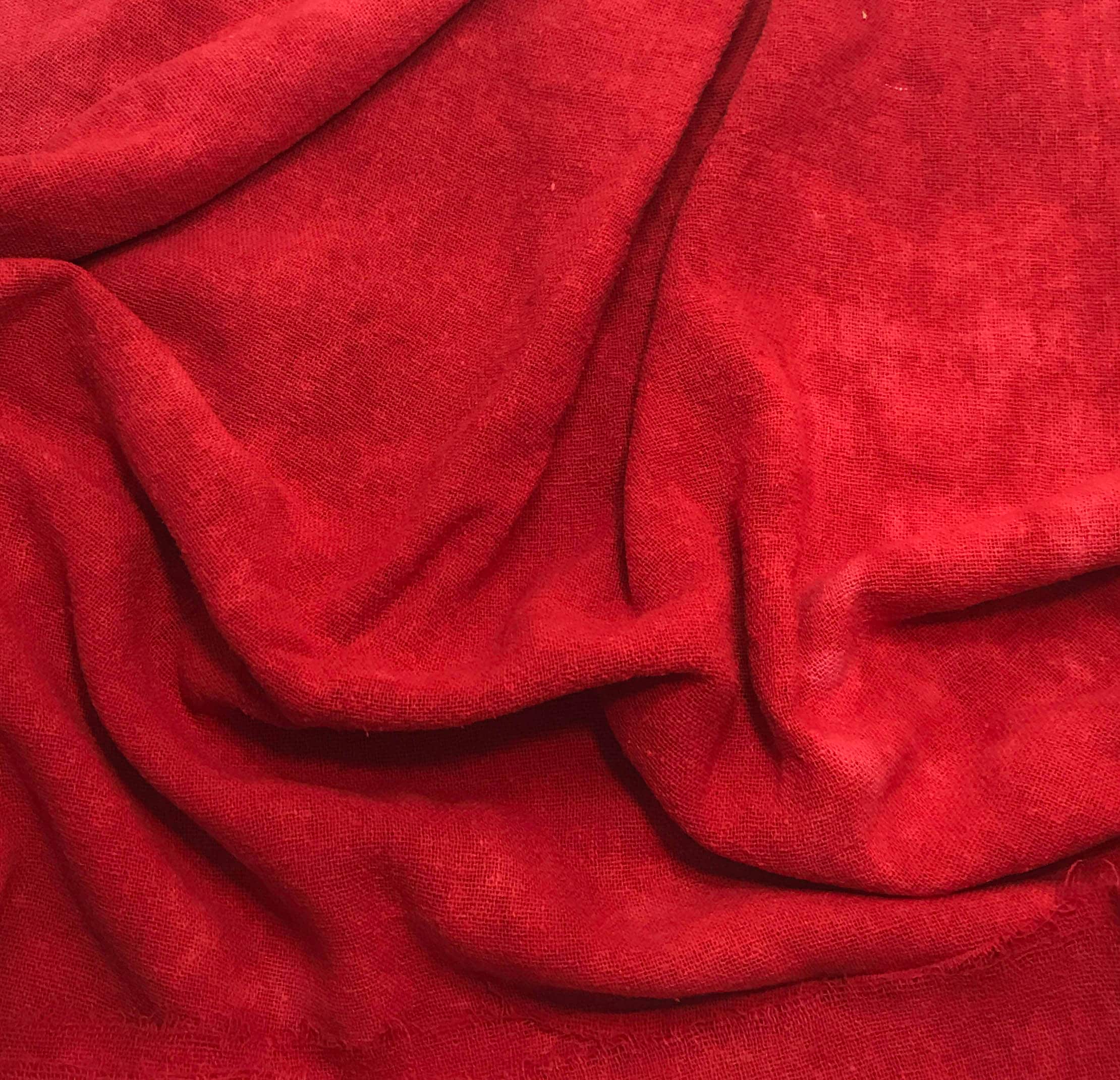 Hand Dyed SCARLET RED Raw Silk Noil Poplin Gauze Fabric - Etsy