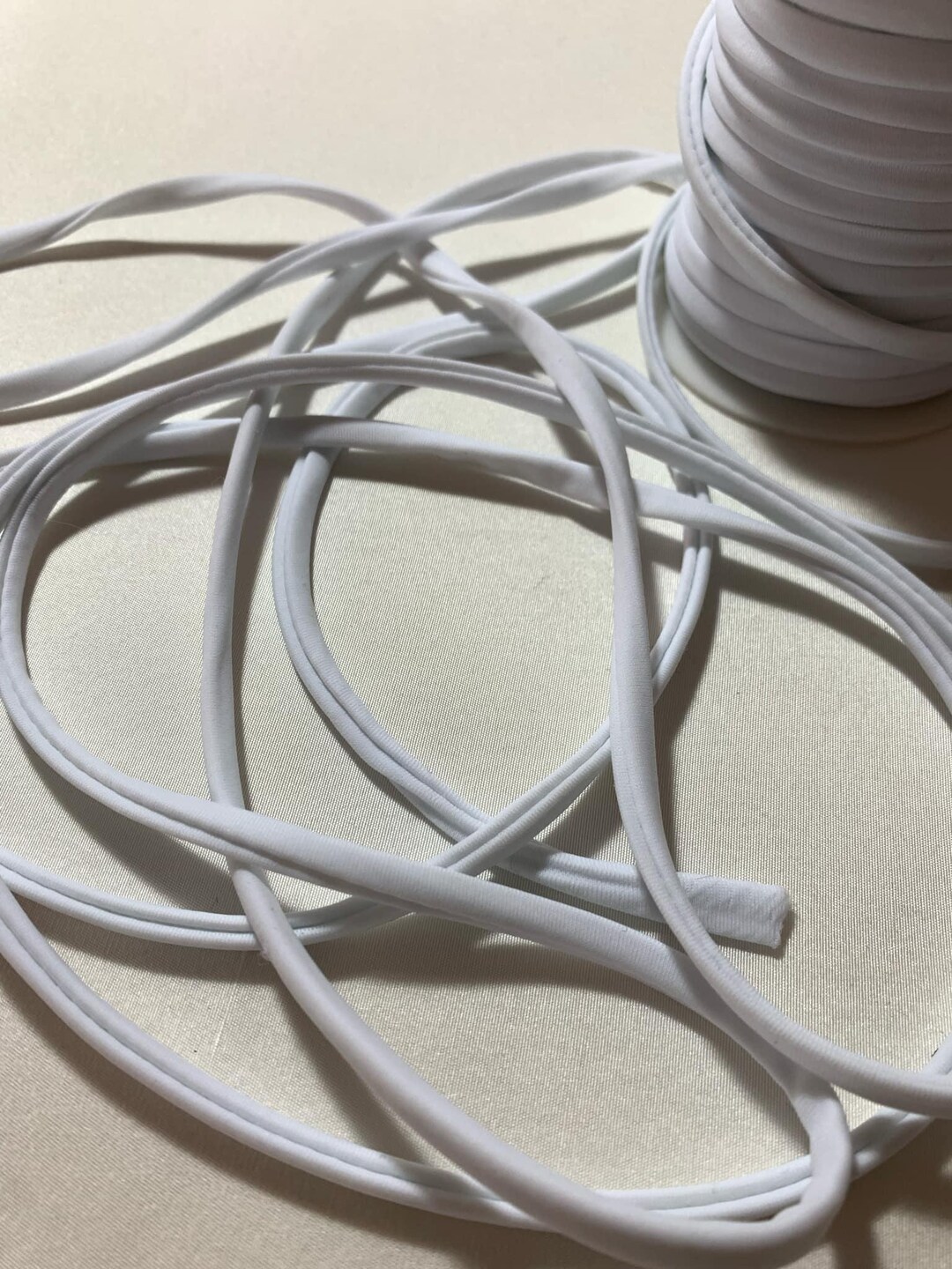 White Stretch Tubular Spaghetti Strap Cording Tubing Trim - 1/4" X 10 ...