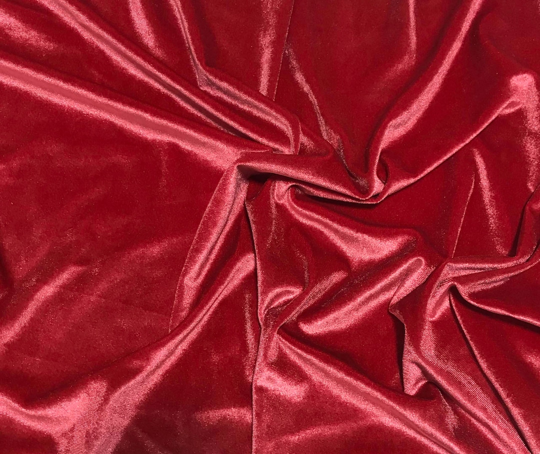 Cherry Red - Stretch Polyester Velvet Fabric - Etsy