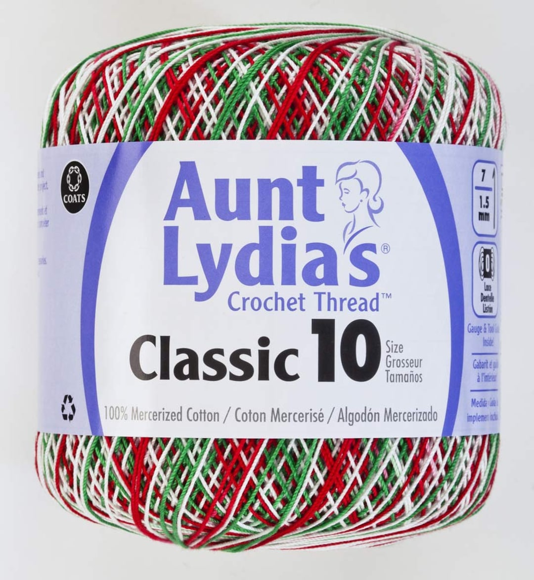 Coats Aunt Lydia's Crochet Cotton Thread Classic Size 10, Christmas ...