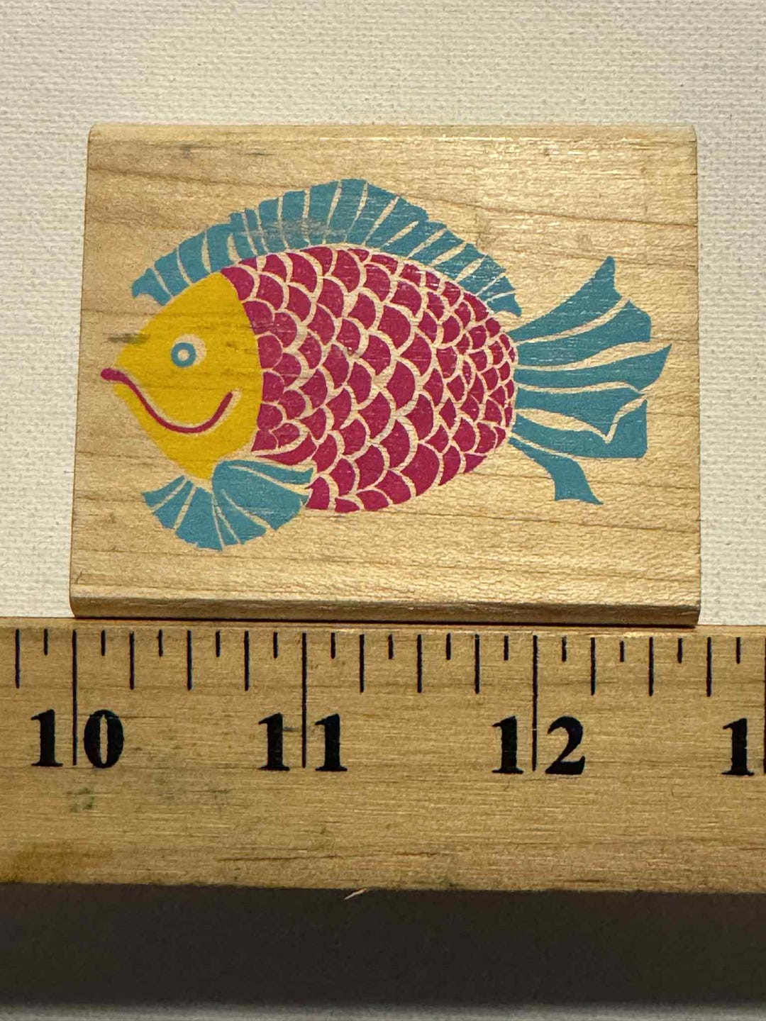 2.27" X 2.25" 1996 Vintage Fish Posh Perch Wood Mounted Rubber Stamp ...