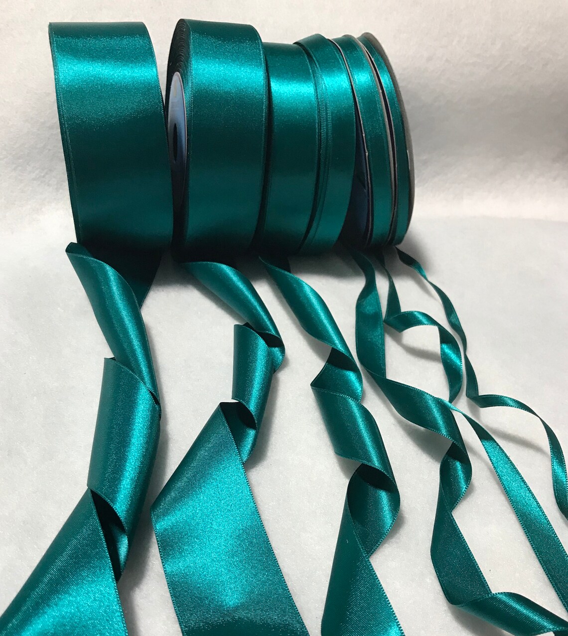 Peacock Teal Double Sided Satin Ribbon Made in France 6 - Etsy