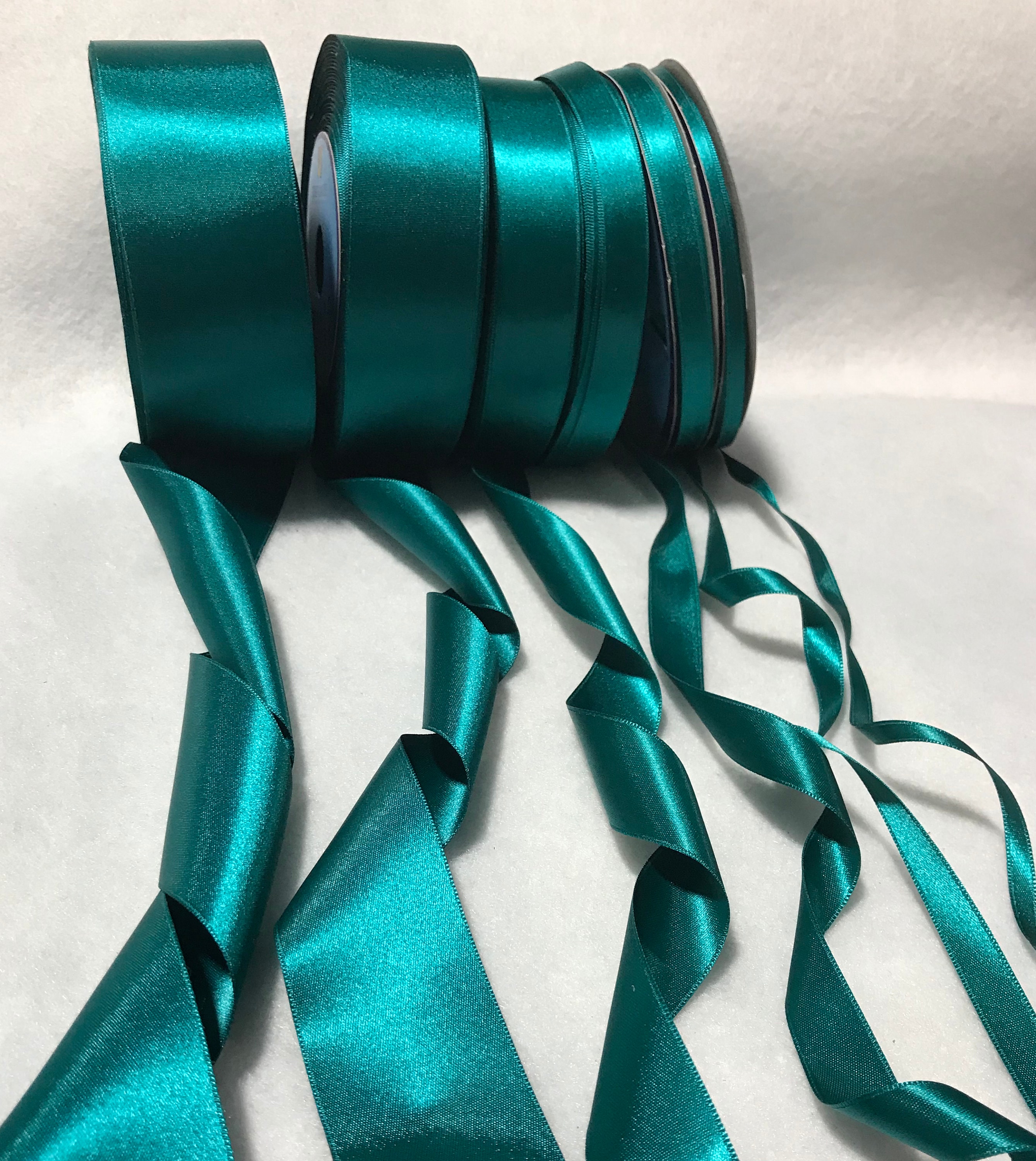 Peacock Teal Double Sided Satin Ribbon Made in France 6 - Etsy