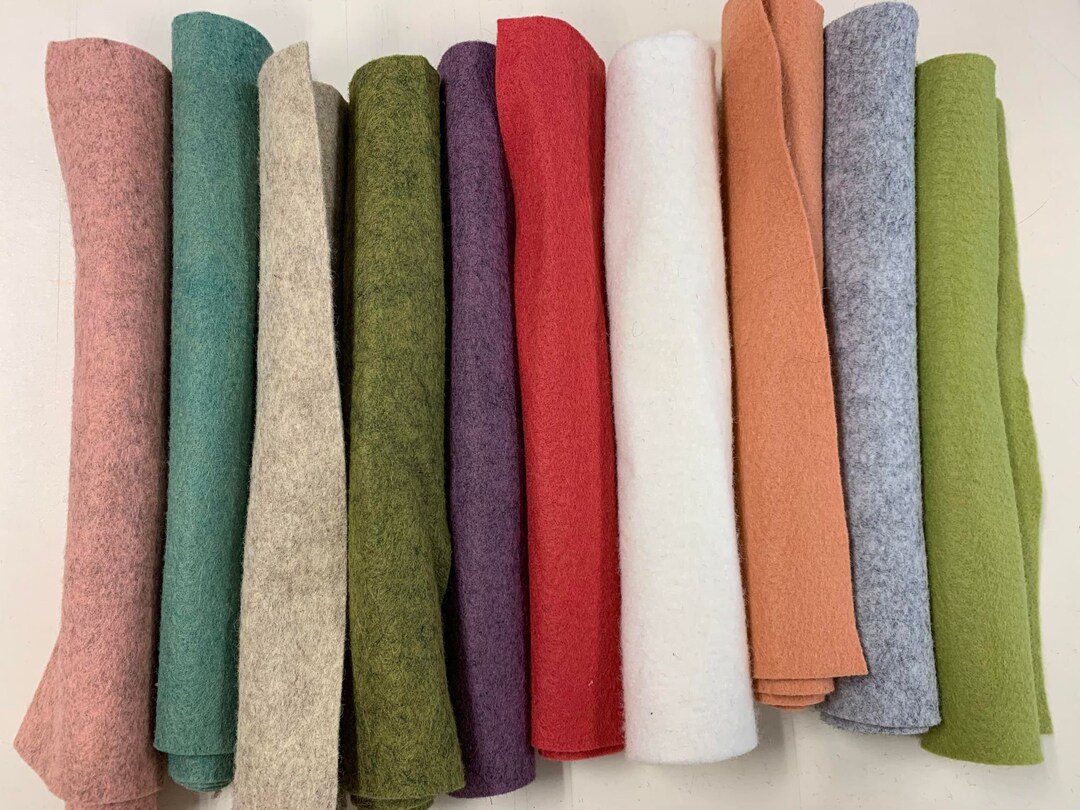 10 Color Piece Set - Wool /rayon Blend Felt Fabric - 9"x12" Each - Etsy