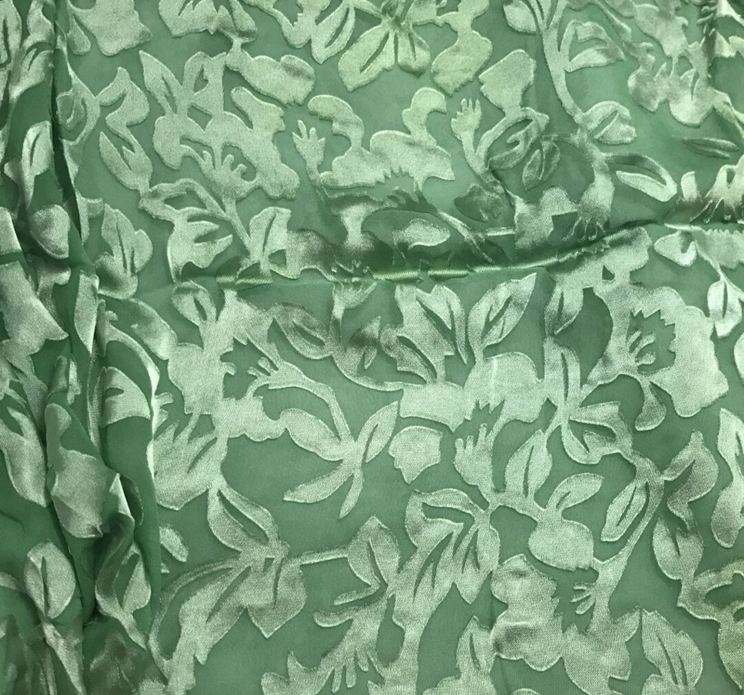 Burnout Devore Satin - Spring Green Dyed Floral Fabric - Etsy