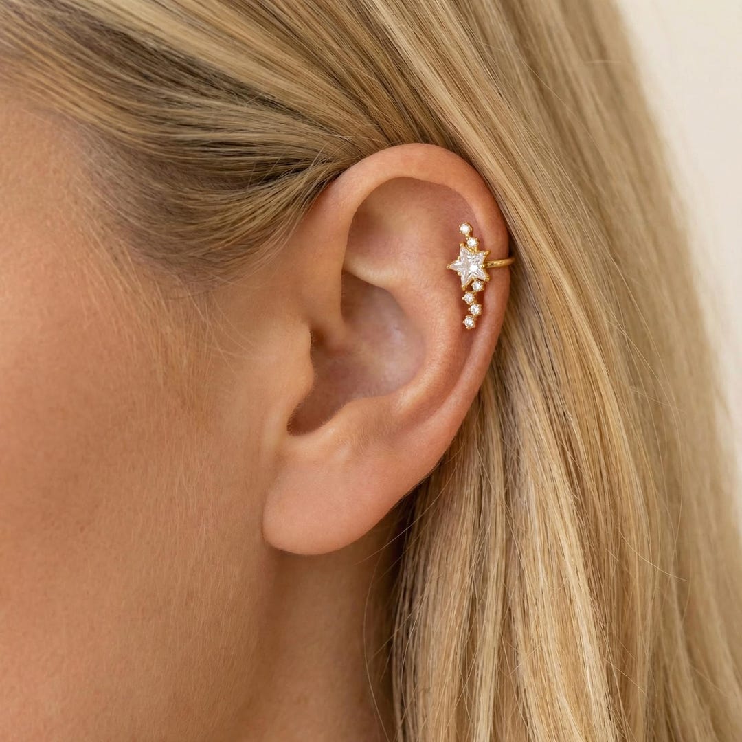 Starry Night Diamond Ear Cuffs | Gold & Silver Minimalist Bridal Cuff ...