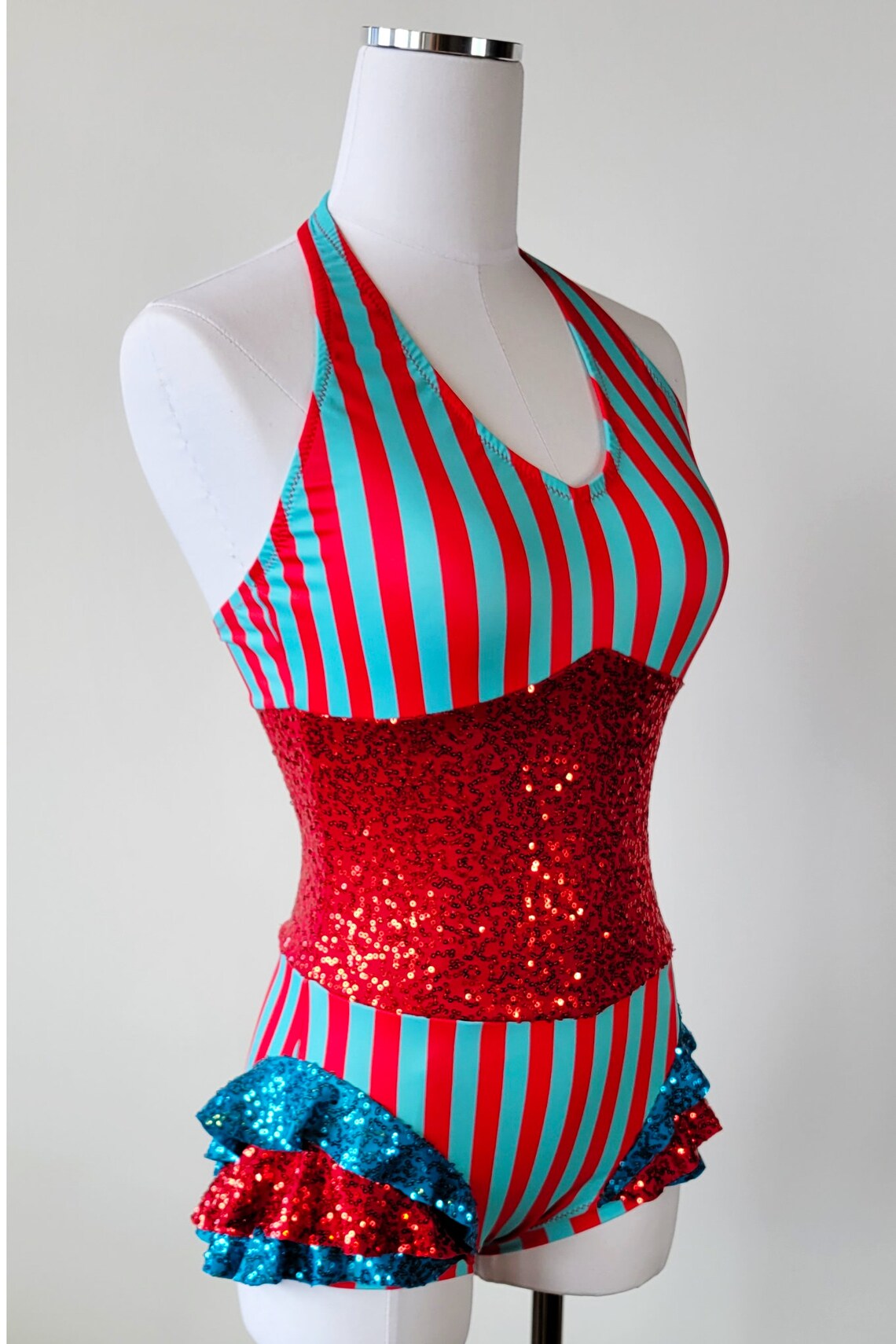 Aerial Costume in Red and Turquoise Stripes, Made to Order - Etsy