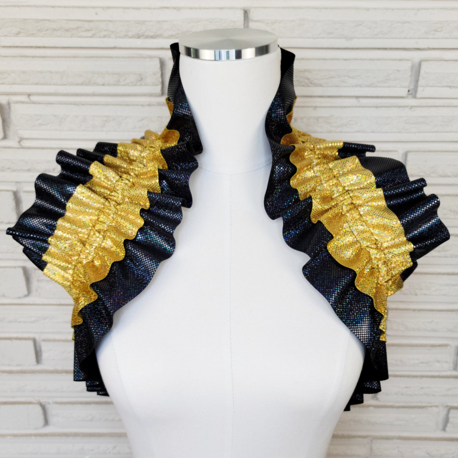 Two Color Ruffled Opera Shrug, Holographic Steampunk Collar, Variety of ...