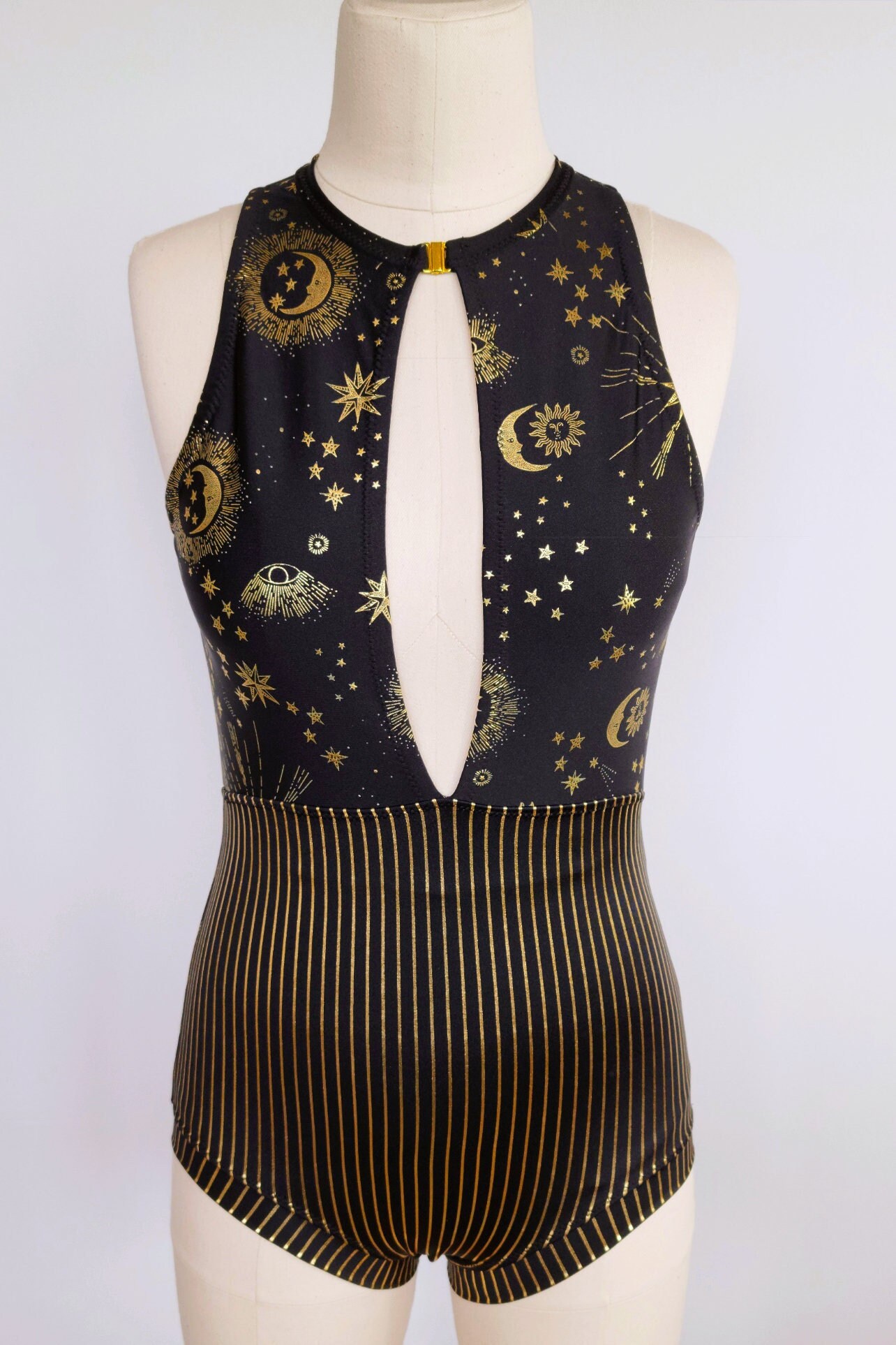 Gold and Black Celestial Bodysuit Aerial Costume Made to - Etsy