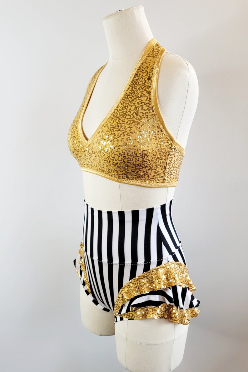 Gold Sequin Halter and High Waist Briefs Aerial Costume Made - Etsy