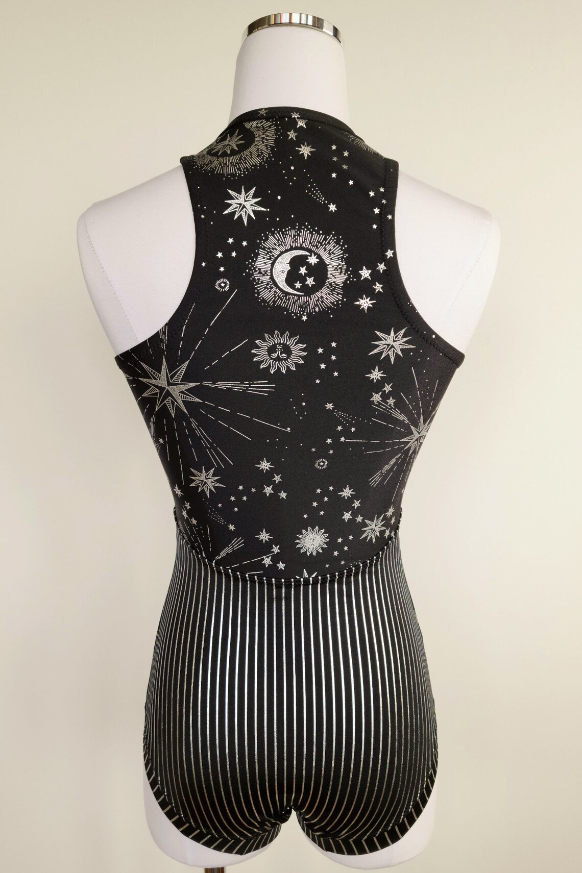 Silver and Black Celestial Bodysuit Aerial Costume Made to - Etsy