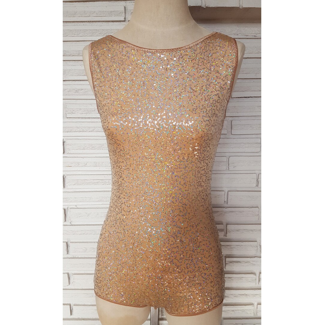 Light Skin Tone Sequin Bodysuit, Aerial Costume, Sequin Leotard, Made ...