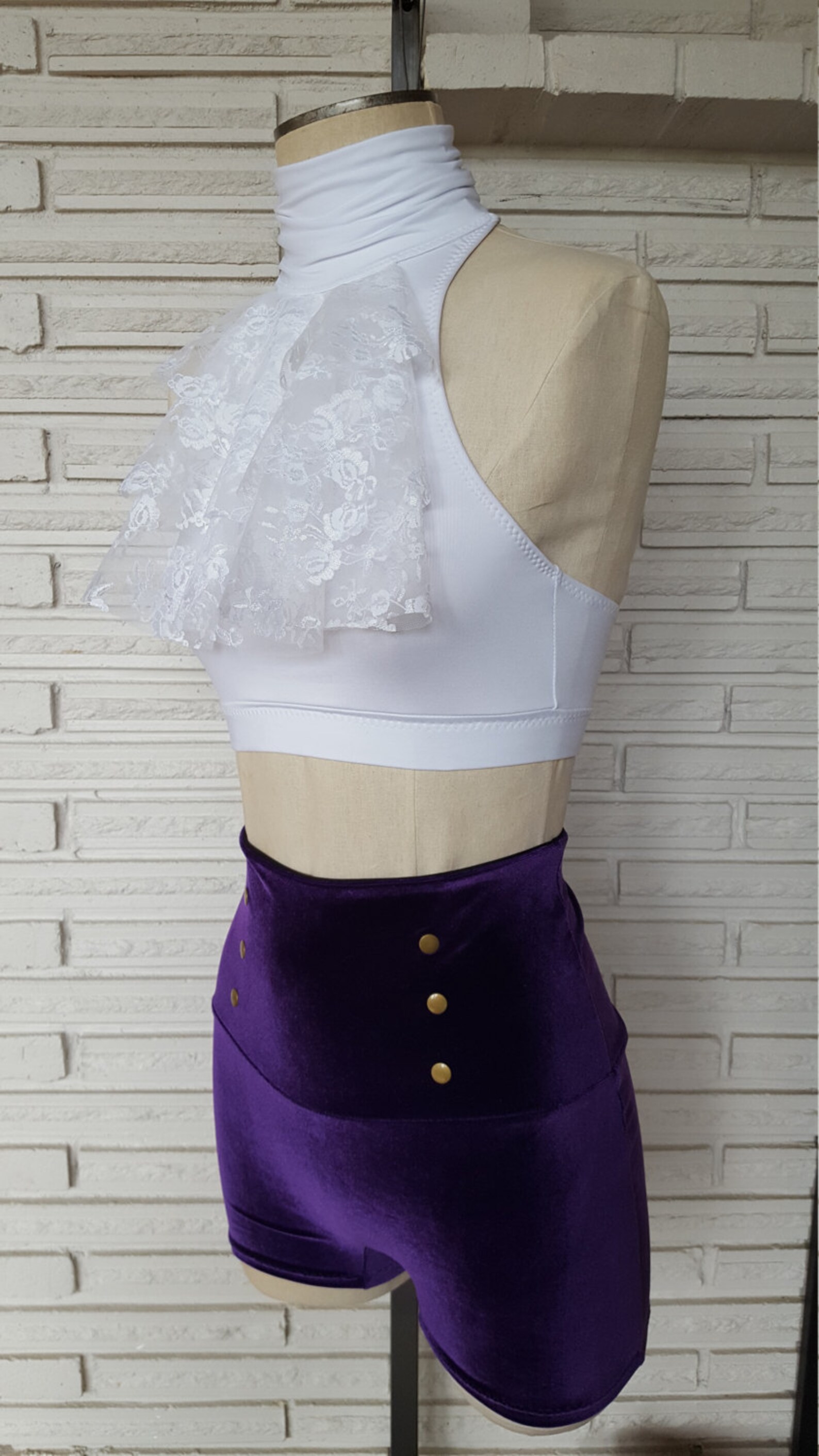 Purple Rain Aerial Costume Ruffled Halter Top Velvet High - Etsy