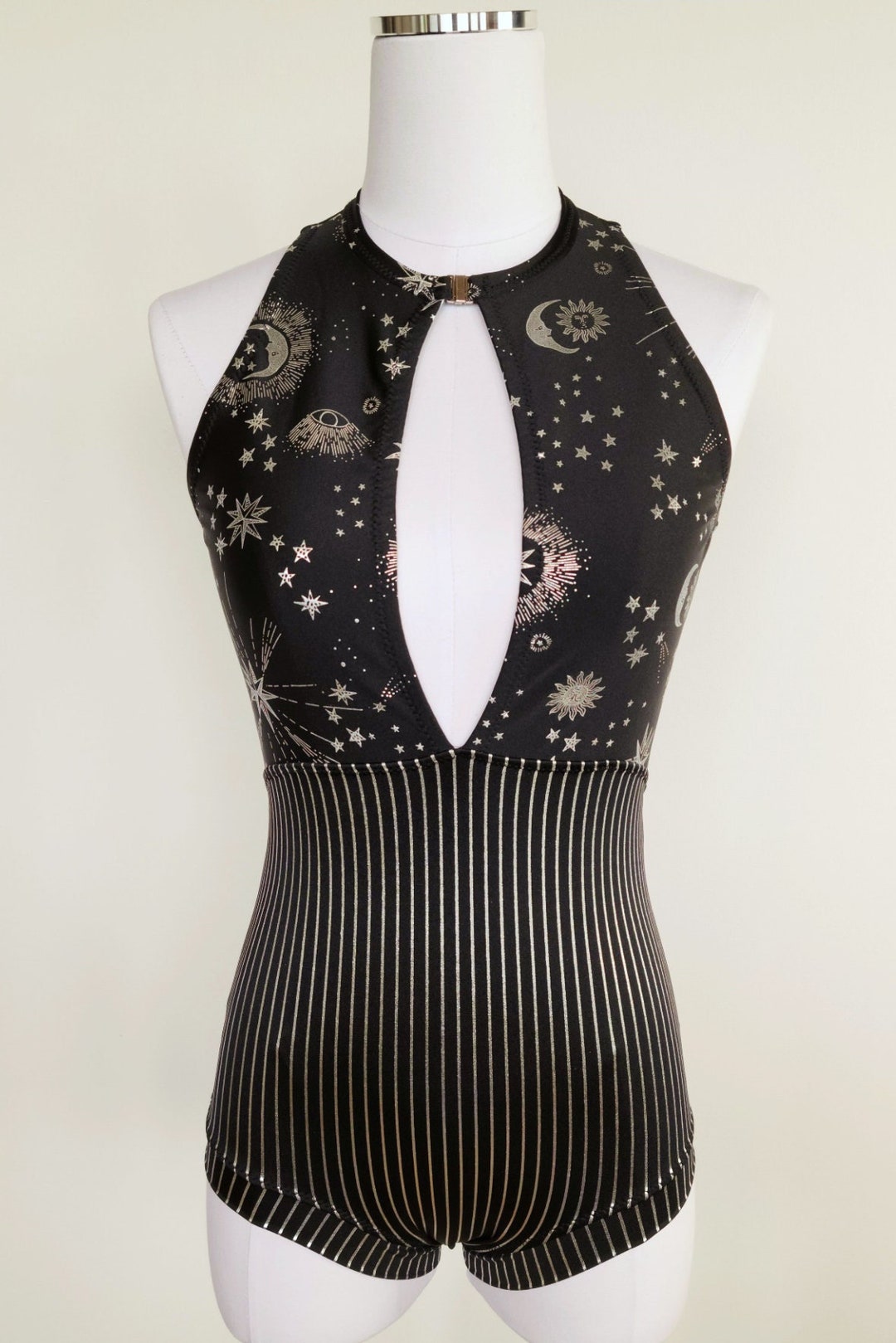 Silver and Black Celestial Bodysuit Aerial Costume Made to - Etsy