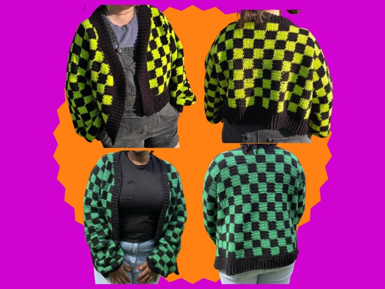 Check Me Out Cardigan | Crochet PATTERN | Checkerboard Checkered ...