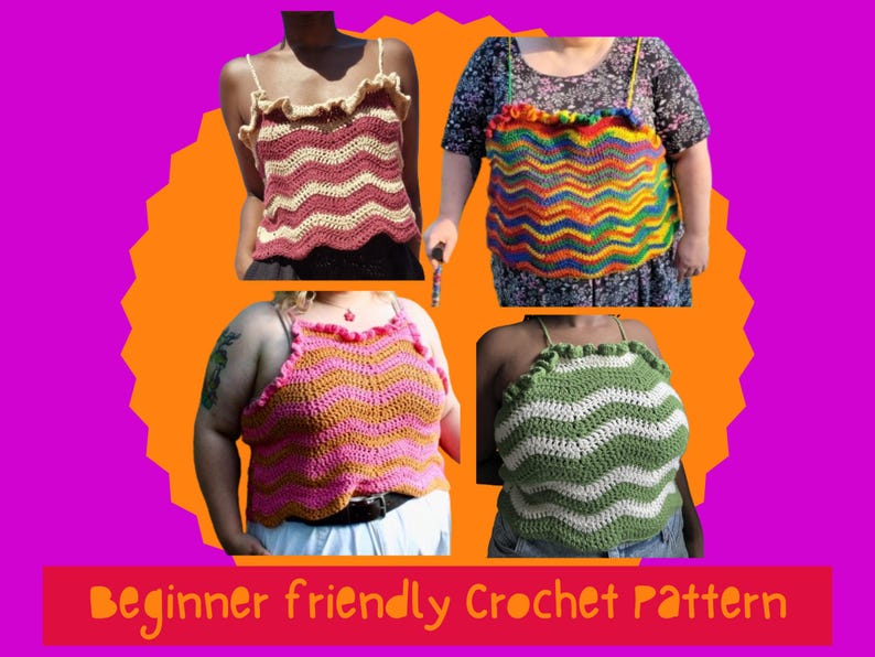 Wave Hello Top Crochet Top PDF Pattern Wavy Faux Halterneck Crochet ...