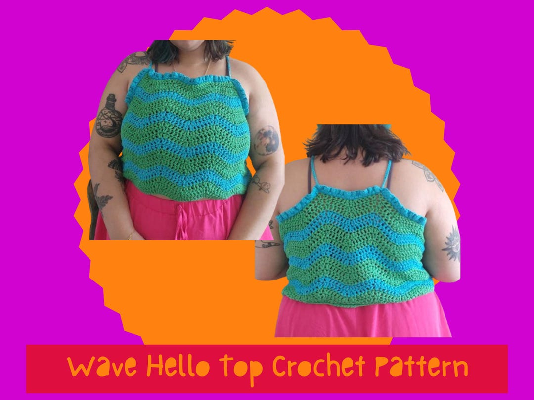 Wave Hello Top | Crochet Top PDF Pattern | Wavy Faux Halterneck Crochet ...