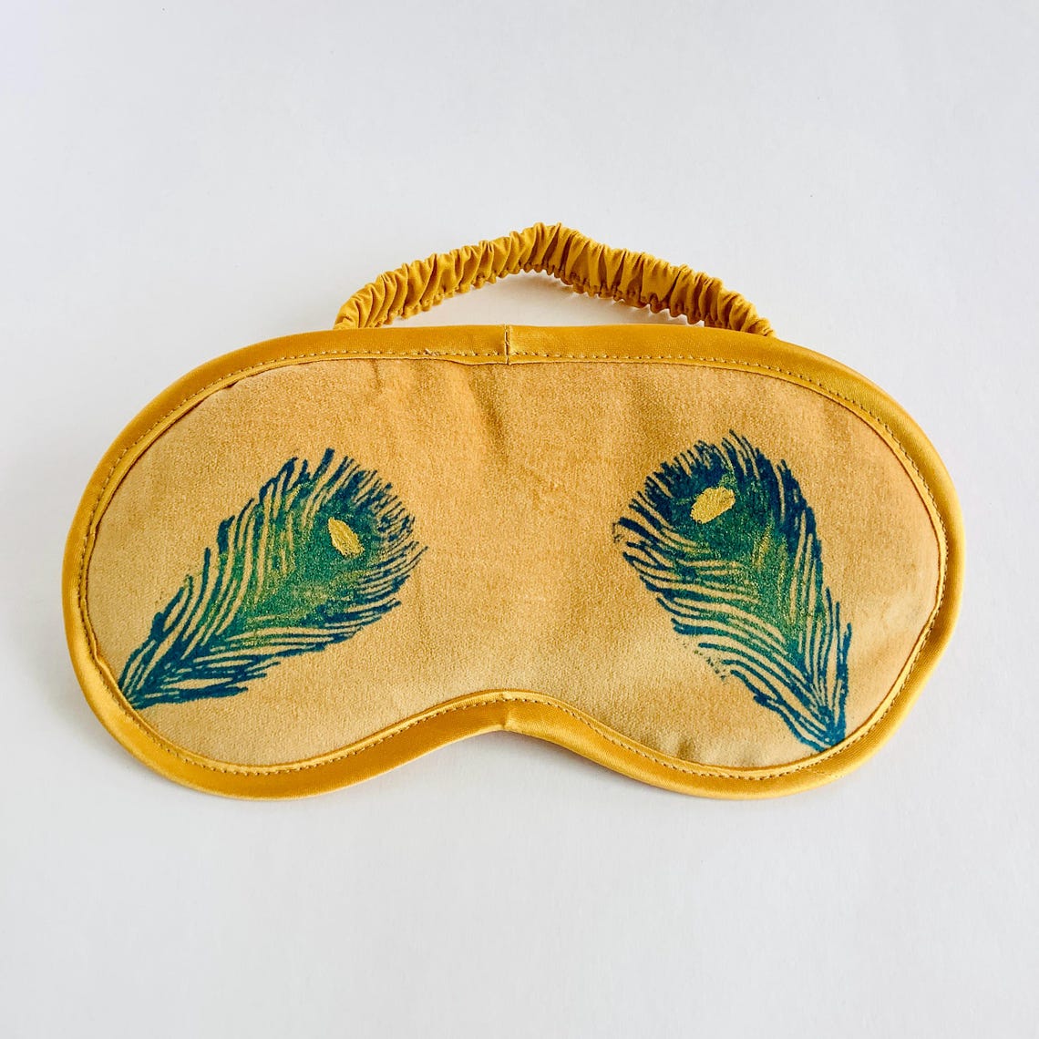 Yellow Peacock Feathers Velvet Lavender Infused Eye Sleep Mask | Velvet ...