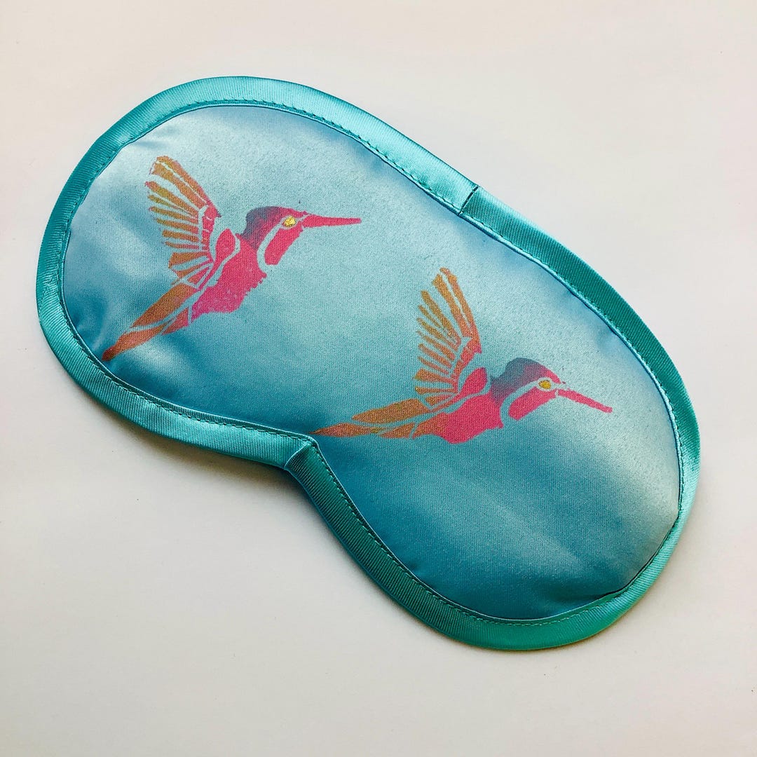 Sky Blue Hummingbirds Duchess Satin Lavender Infused Eye Sleep Mask ...