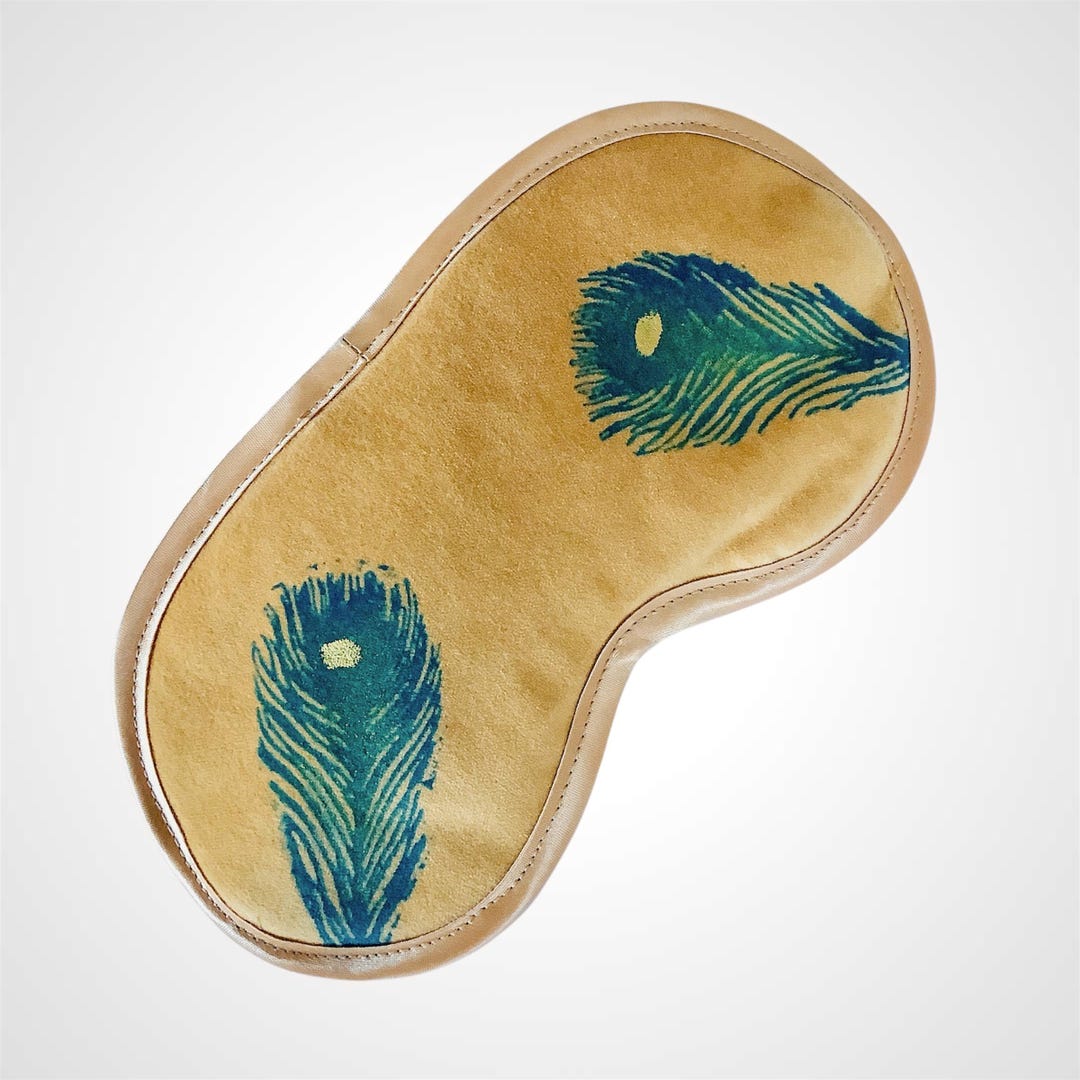 Yellow Peacock Feathers Velvet Lavender Infused Eye Sleep Mask | Velvet ...