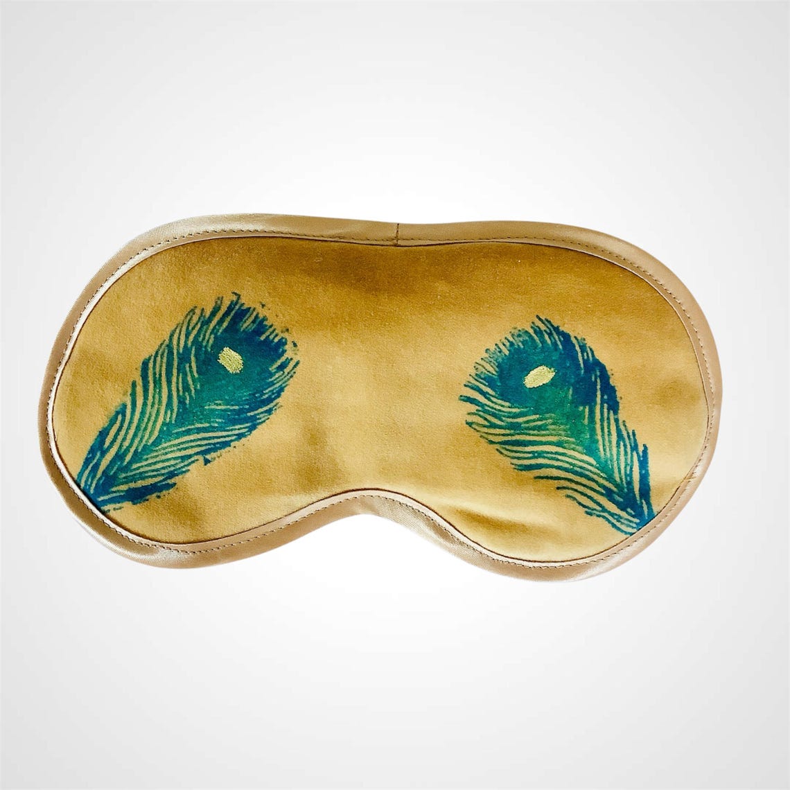 Yellow Peacock Feathers Velvet Lavender Infused Eye Sleep Mask | Velvet ...