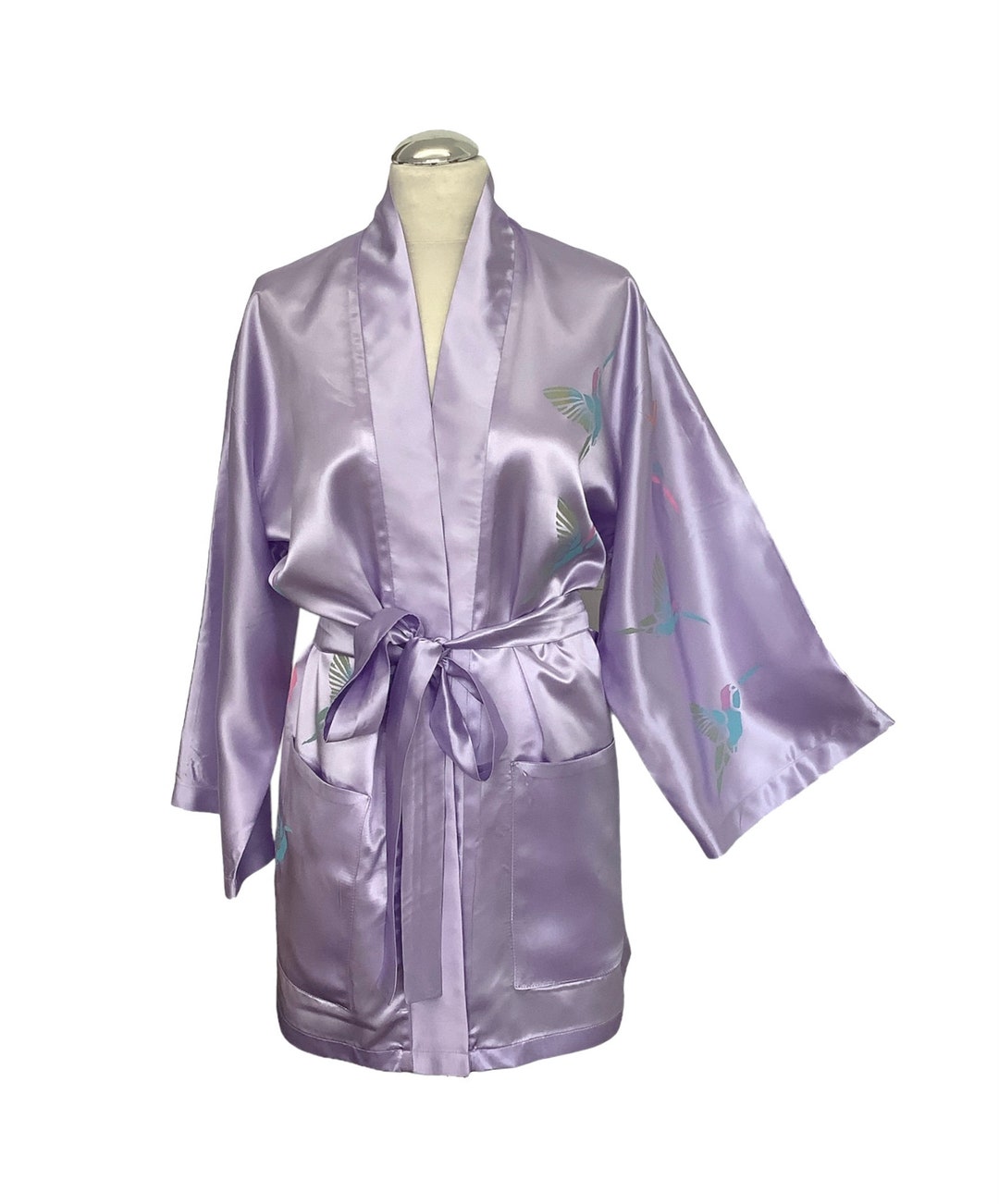 Lilac Luxury Satin Hummingbirds Robe - Etsy