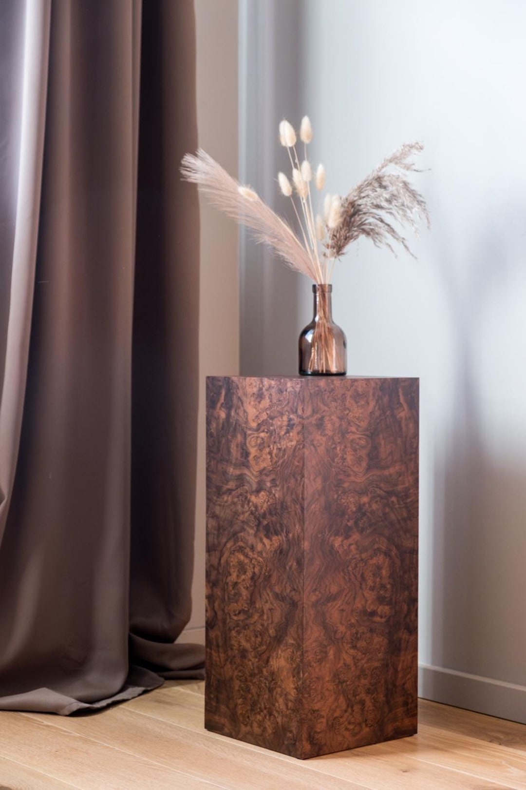 Handcrafted Plinth in Walnut Burl Veneer - Nightstand - Coffee Table - Etsy