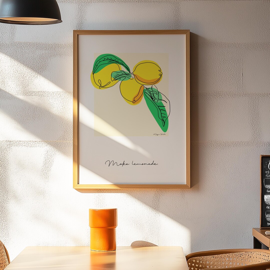 Minimalist Lemon Illustration | Artwork With Funny Quote Make Lemonade ...