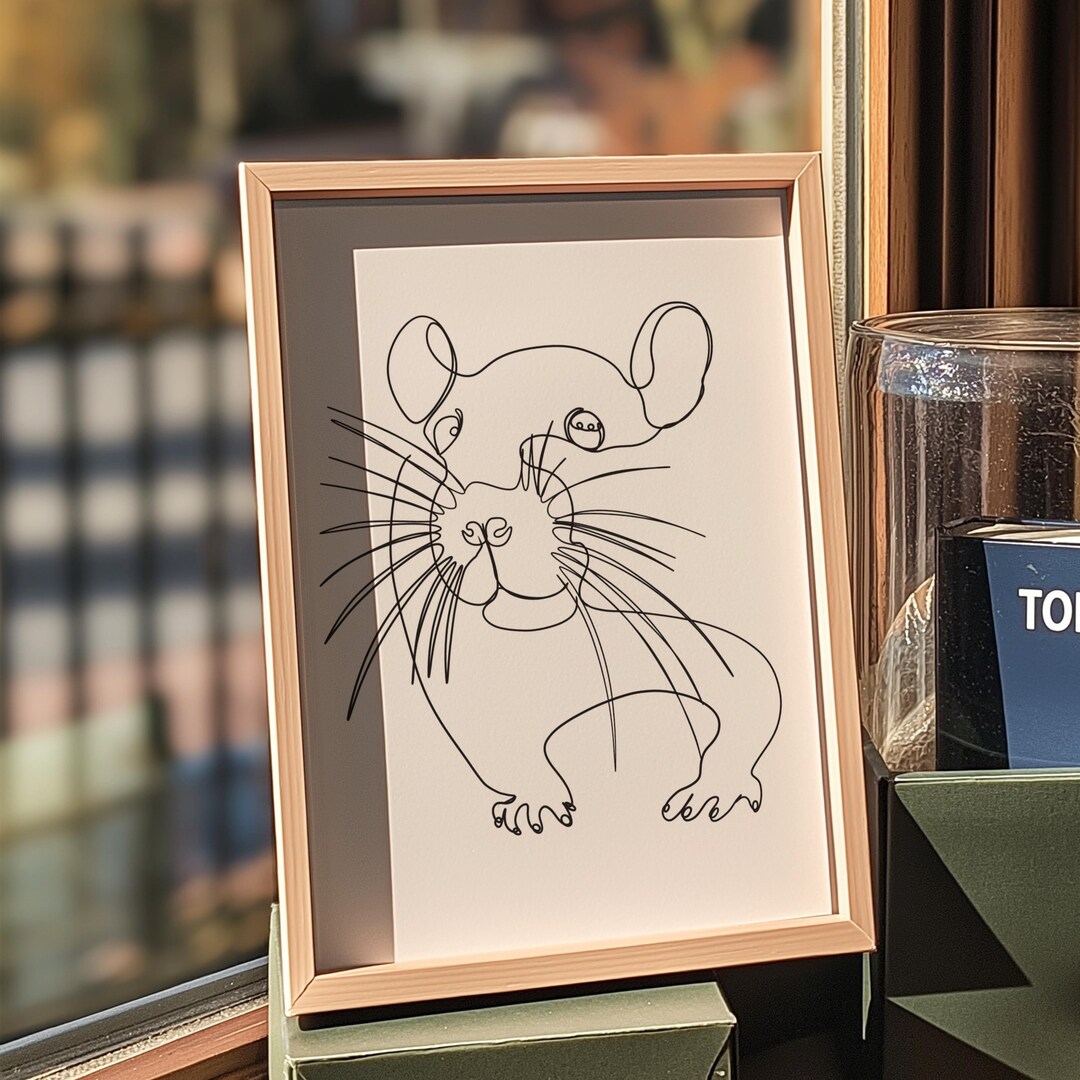 Rat Printable Poster | Wall Art Continuous Line Drawing | Handmade ...