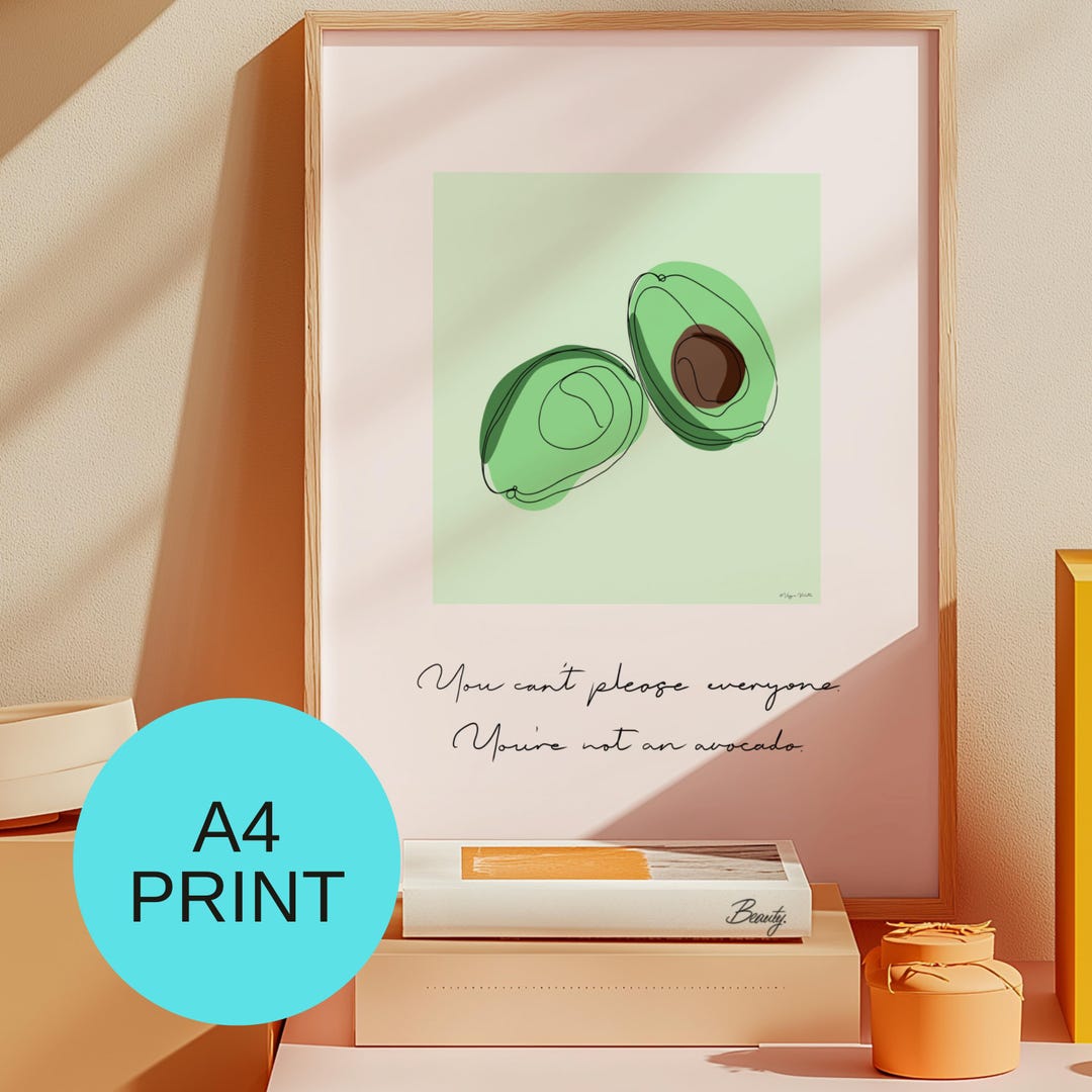 Avocado Wall Art Print | Kitchen Poster Avocado Line Drawing | You Can ...